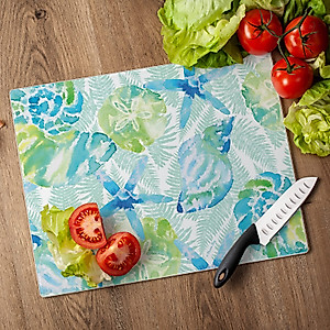 CounterArt Coastal Isla Mona 3mm Heat Tolerant Tempered Glass Cutting Board 15” x 12” Manufactured in the USA Dishwasher Safe