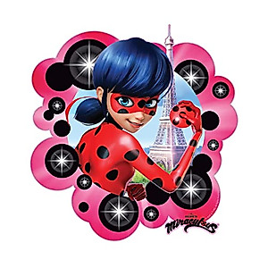 Miraculous Ladybug Personalized Backpack with Custom Name Printed on Pink Book Bag | Zippered Compartments and Side Water Bottle Pockets | Youth Size School Bag