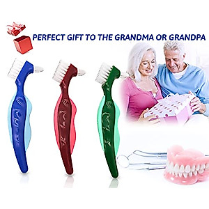 Premium Hard Denture Brush Toothbrush, Cleaning Brush, Multi-Layered Bristles & Portable Denture Double Sided Brush, Denture Care(Pack of 3)