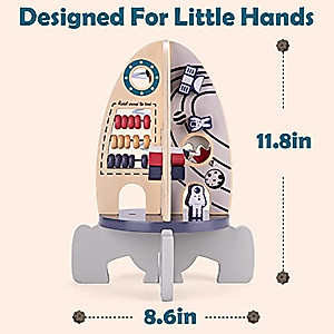 Wdmiya Space Wooden Toys for Baby，Activity Cube for Toddlers 1-3，Sensory and Montessori Toys for Boy and Girl Educational Birthday Gifts
