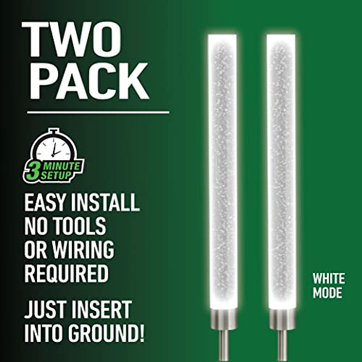 Bell+Howell Solar Lights Outdoor Auto Color Changing Glimmer Stick Solar Lights Outdoor Waterproof Decorative Garden Lights Solar Powered Landscape Path Lights for Walkway Sidewalk Lawn Path 2 Pack