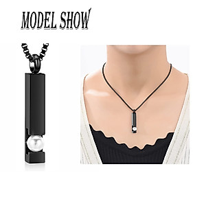 XSMZB Crystal Cremation Urn Jewelry Cube Memorial Ashes Necklace Pendant Keepsake- Black Birthstone Series(Customize)