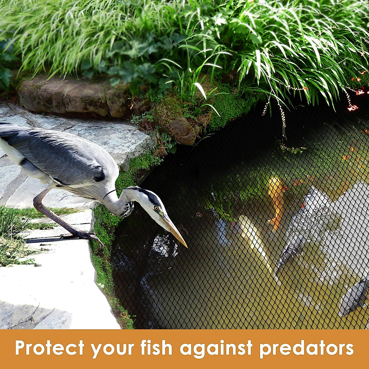 PACETAP Pond Netting Kit 20 x 30 Ft,Pond Netting for Leaves,Koi Pond Cover,Heavy Duty Koi Pond Netting,Pool Protective Cover Netting Protecting Koi Fish from Birds, Cats -Stakes Included