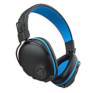 JLab JBuddies Pro Wireless Over-Ear Kids Headphones | 35+ Hour Battery Life | Built-in Volume Regulators for Safety | Share Mode | Folding | Adjustable | Noise Isolation | with Mic | Blue