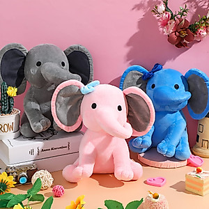 6 Pieces Elephant Stuffed Animals 9.84 Inches Soft Cute Elephant Plush Toys for Baby Shower Elephant Themed Birthday Party Supplies (Pink, Grey)