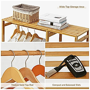 Jotsport Bamboo Clothing Rack with 6 Tier Storage Shelf Multifunctional Garment Organizer Wardrobe Closet for Guest Room Kids Baby Bedroom Entryway