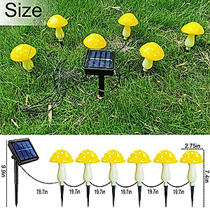 XSFANCYFUN Set of 6 Solar Mushroom Lights Outdoor Garden, 8 Modes Waterproof Solar Powered Garden Pathway Lights for Yard, Lawn, Pathway, Christmas, Walkway, Fence Decorations Yellow Mushroom Lights