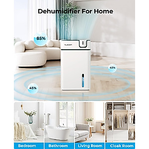 Dehumidifier, PLUSCENT 1000 Sq. Ft. Dehumidifiers for Home, 88 OZ Dehumidifier for Basement Bedroom Bathroom RV and Closet with Drain Hose, Auto Defrost, Auto Shut Off, Sleep Mode, 7 Colors LED Light