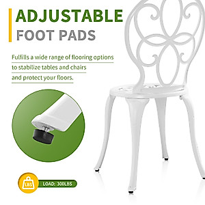 Withniture Patio Bistro Sets, Cast Aluminum Bistro Table and Chairs Set of 2 with Umbrella Hole, Bistro Set 3 Piece Outdoor, Metal Patio Furniture Set for Garden Porch, White