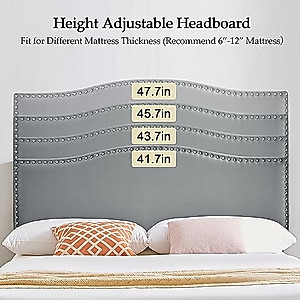 VECELO Queen Bed Frame Platform Bed Frame with Upholstered Headboard, Strong Frame and Wooden Slats Support, Strong Weight Capacity, Non-Slip and Noise-Free, Easy Assembly,Dark Grey