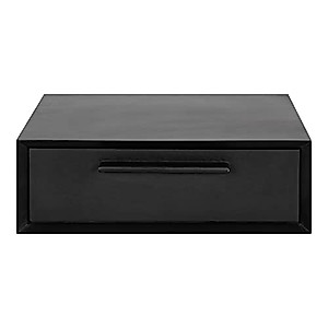 Kate and Laurel McCutcheon Floating Wood Storage Shelf, 18 x 12 x 6, Black, Decorative Transitional Floating Wall Shelf with a Concealed Cubby Compartment