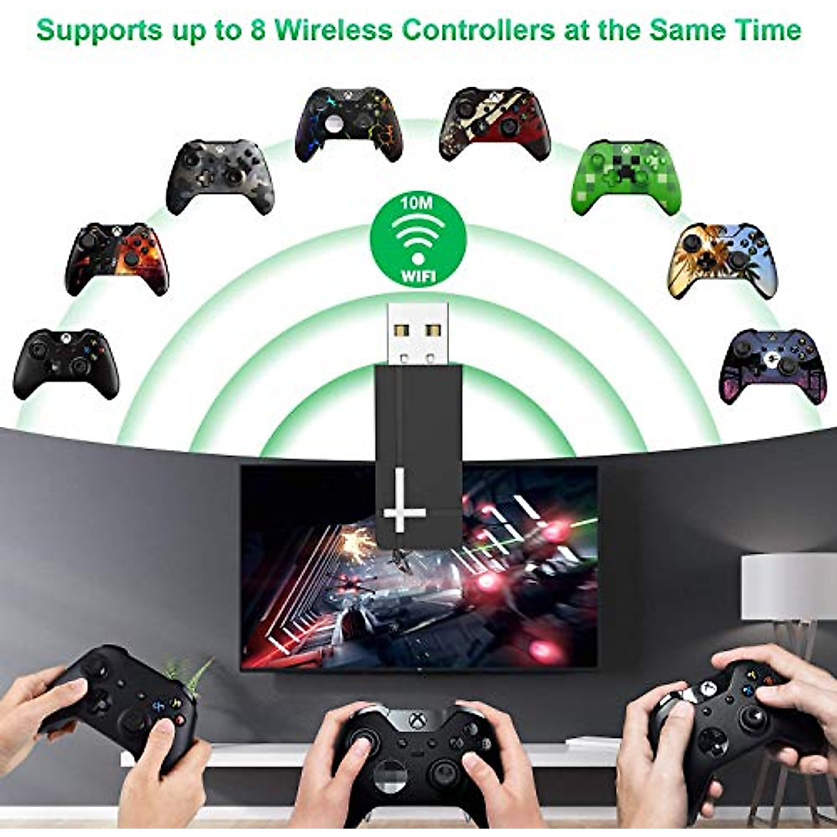 FOOAO Wireless Adapter for Xbox Controller Works with PC Windows 10/8.1/7 Compatible with Xbox One Xbox Series X Xbox One X S Controller Elite Series