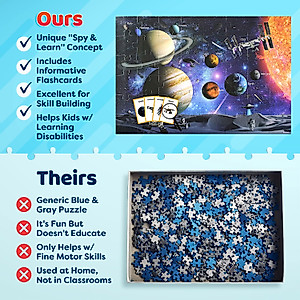 Solar System Spy Puzzle with Flashcards and Magnifying Glass 2ft x 3ft – Large 48 Piece Space Floor Puzzle for Kids Ages 4-8 Years Old- Kids Puzzles-Solar System for Kids-Boys and Girls 3,4,5,6,7,8…