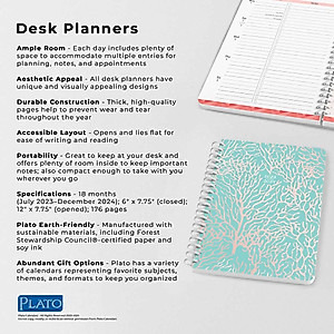 Seaside Currents | 2024 6 x 7.75 Inch 18 Months Weekly Desk Planner | Foil Stamped Cover | July 2023 - December 2024 | Plato | Planning Stationery