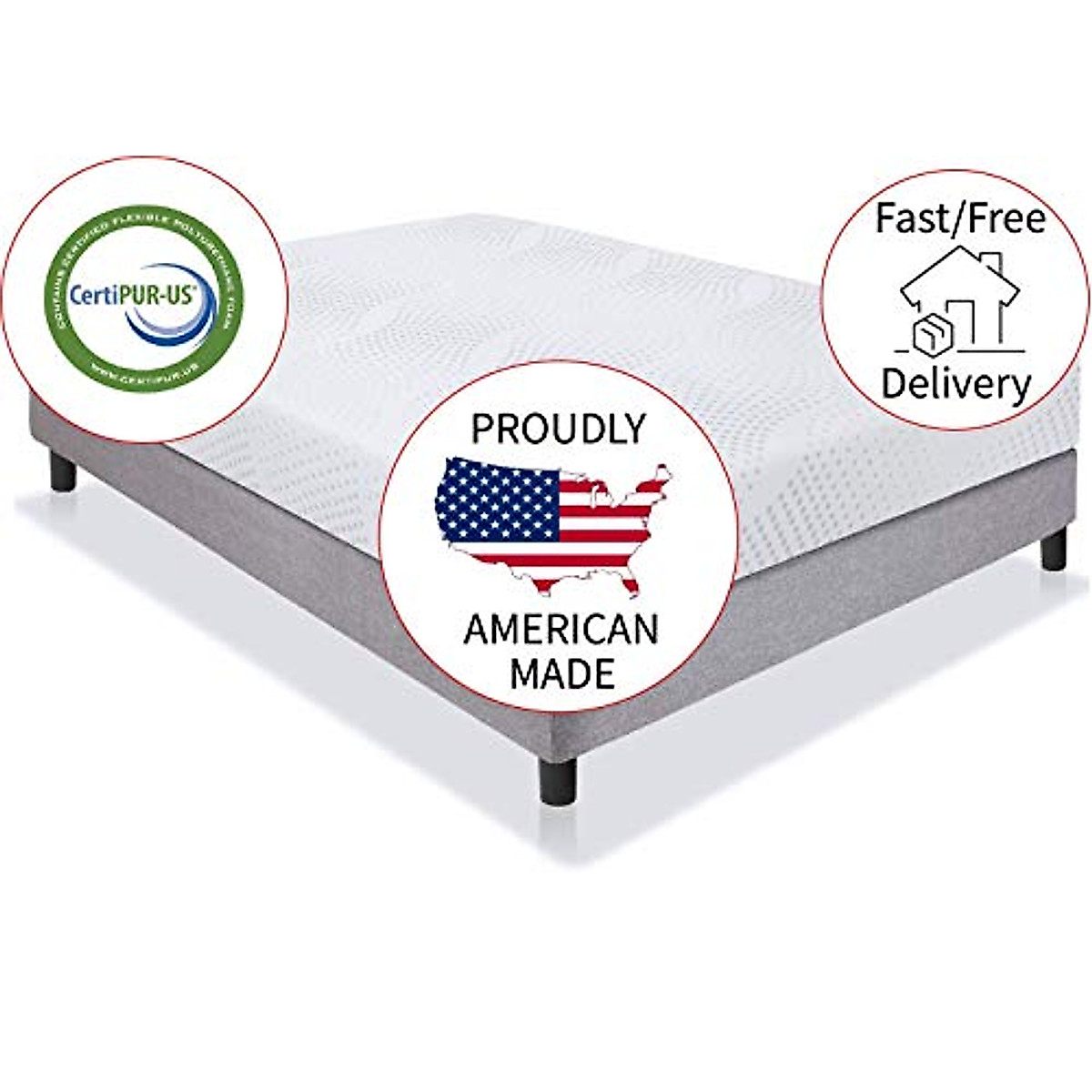 American Mattress Company 10" American Made Graphite Infused Memory Foam Mattress: CertiPUR Certified RV King (72x80)