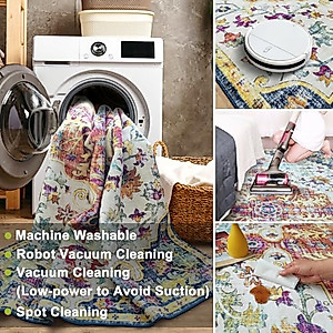 METSAVAIM 5x7 Area Rug - Bohemian Area Rug for Bedroom | Non Slip and Ultra Soft Machine Washable Rug for Indoor & Outdoor Use | Boho Rug for Living Room, Dining Room and Home Décor - Blue and Multi