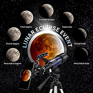 Telescopes for Adults Astronomy,70mm HD Aperture 400mm AZ Mount Telescopes for Astronomy Beginners & Kid with Carry Bag Tripod Phone Adapter, Portable Telescope to Observe Moon Star Stargazing Travel