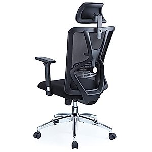 Ticova Ergonomic Office Chair - High Back Desk Chair with Adjustable Lumbar Support & 3D Metal Armrest - 130°Reclining & Rocking Mesh Computer Chair with Thick Seat Cushion & Rotatable Headrest