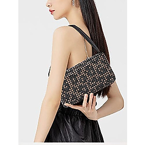 Beilaidisi Sparkling Crystal Leopard Evening Clutches Bling Rheinstone Chain Bag for Pary Wedding Date