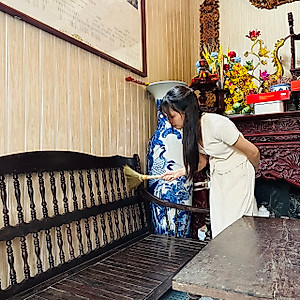 TTS For Home - Set of 2 Vietnamese Soft Bristle Brooms, Asian Straw Broom for Kid, Decorative Broom 16.54 inch