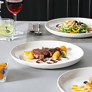 MALACASA 10.5 Inch Dinner Plates Set of 6, Porcelain Round Dessert Plates, Serving Plates, Salad Plates Set, Microwave & Dishwasher Safe, White, Series REG