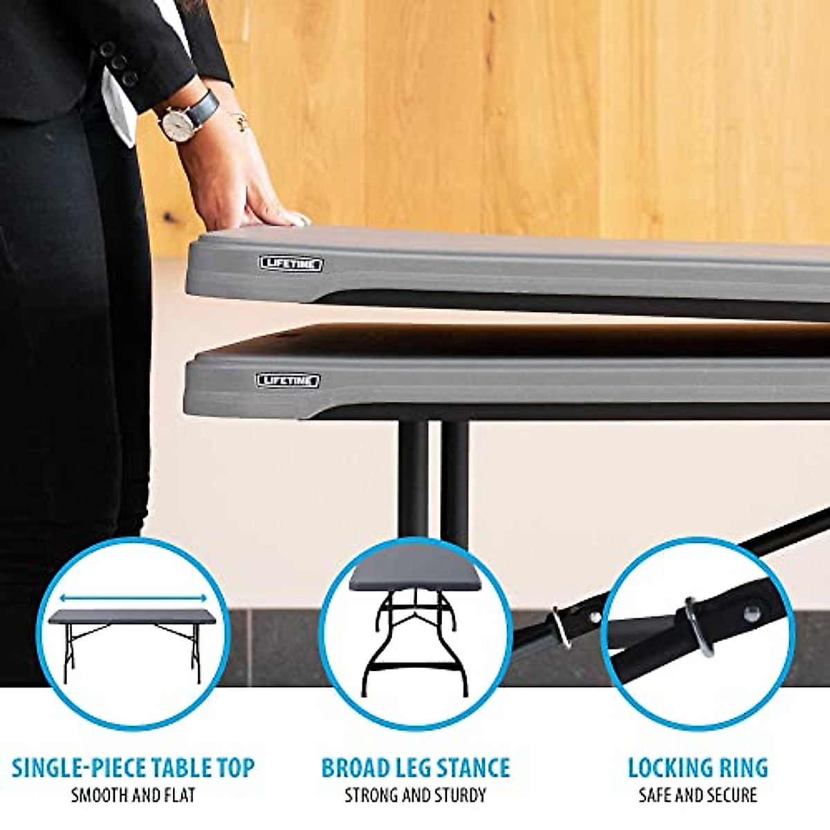 Lifetime 6-Foot Nesting Table, Gray