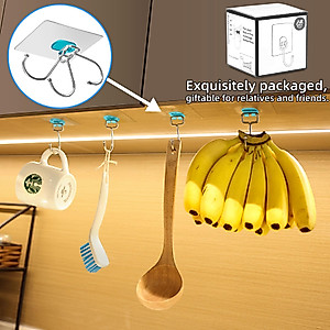 Antimbee 10-Pack Large Adhesive Hooks,Heavy Duty Adhesive Hooks 37 lb(Max),Sticky Wall Hooks fit Home,Bathroom,Kitchen,Office and Outdoor (Transparent Cyan)