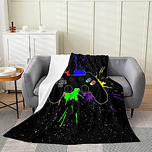 Gamer Fleece Throw Blanket for Bed Sofa Couch,Game Gamepad Flannel Fuzzy Blanket,All Season Modern Game Controller Bed Blanket Room Decor Gaming Tie Dye Plush Blanket 40"x50"