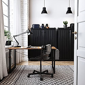 ODK Computer Writing Desk 47 inch, Sturdy Home Office Table, Work Desk with A Storage Bag and Headphone Hook, Vintage