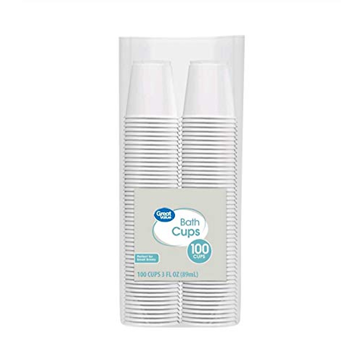 Bath Great Value 3 Oz White Plastic Cups, 100 Ct