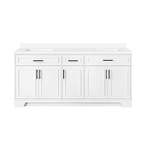 Ove Decors Emery 72 in. Double Sink Bathroom Vanity, in Pure White