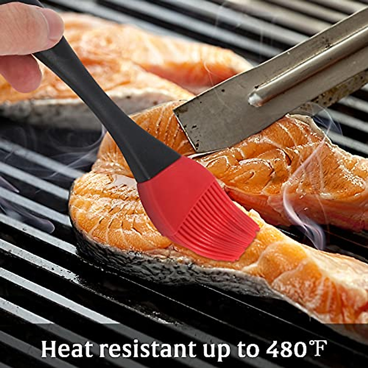 FOCUS FLAME Basting BBQ Baster Brush Grilling 2 pcs 8 IN Silicone Pastry Brush Oil Cooking Brush for cast iron Perfect Barbecue Baking Sauce Butter Dessert Marinade Meat Dishwasher Safe BBQ Brush