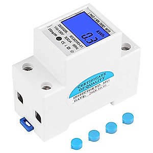 Energy Meter, Small 5 32A 110 130V 60Hz DDS528L LCD Backlight Single Phase Energy KWh Meter 35mm DIN Rail Mounting