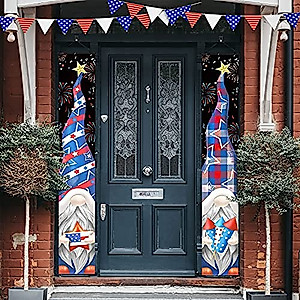 Labor Day Patriotic Banner Decorations Blue Red American Gnome Welcome Banners 4th of July Independence Day Gnomes Porch Signs for Memorial Day Party Home Decorations Party Supplies