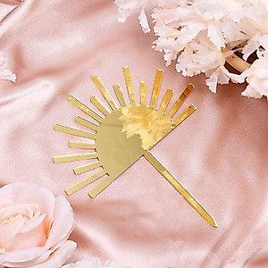 Huray Rayho Sun Acrylic Cake Topper Boho Theme Mirror Cake Topper for Photo Booth Props You Are My Sunshine Birthday Party Supplies First Trip Around the Sun Party Decoration
