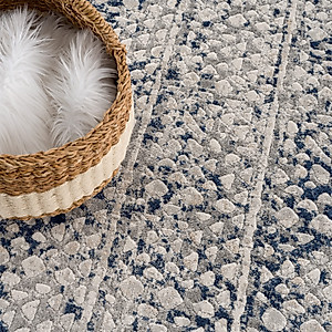 Bloom Rugs Troya Gray/Blue 8x10 Rug - Modern Abstract Area Rug for Living Room, Bedroom, Dining Room, and Kitchen - Exact size: 7'5" x 10'