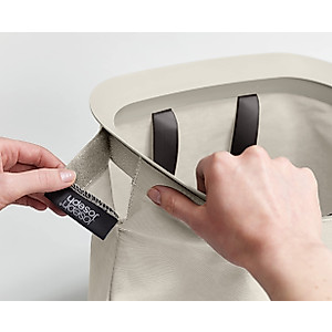 Joseph Joseph Tota 90-liter Laundry Hamper Separation Basket with lid, 2 Removable Washing Bags with Handles- Ecru