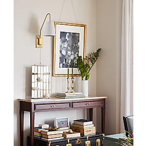 JEENKAE Modern Plated Brass Gold Plug-in Wall Sconces Set of Two Fabric Shade Bedroom Wall Lamp with Pull Chain Switch