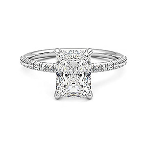 CUSTOMIZE JEWELS 1.50 Carat- 8x6 MM Radiant Cut Solitaire Moissanite Engagement Ring In 14k Gold with Accent Stone For Women,D-VVS1 (14k White Gold, 5.5)