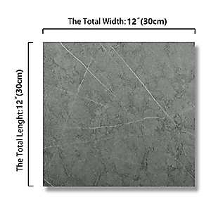 CHICHOME Gray Peel and Stick Floor Tile Matte Marble Vinyl Flooring Waterproof Self Adhesive Wall Tiles for Interior Wall Décor 12'' x12'' Removable Flooring Tiles for Bathroom Kitchen Floor 6PCS