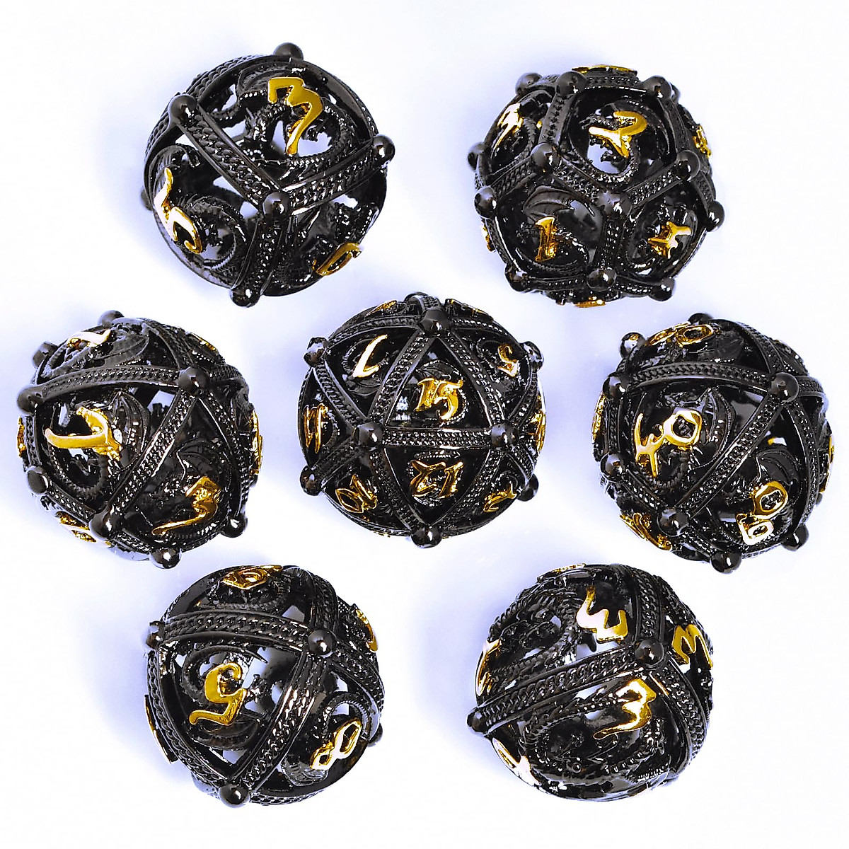 RULE DICE Metal DND Dice Set,Dungeons and Dragons Dice Set with Gifts Box for Role Playing Game,7PCS Polyhedral D&D Dice Set(Blue/Plated Silver)