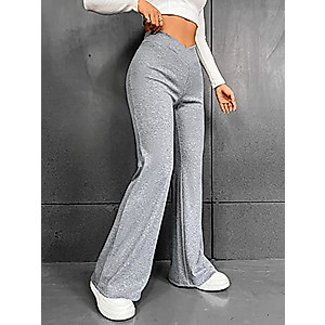 QCIV Womens Yoga Pants Bootcut High Waist Leggings Workout V Crossover Sweatpants Workout Trousers Stretch Grey, X-Small