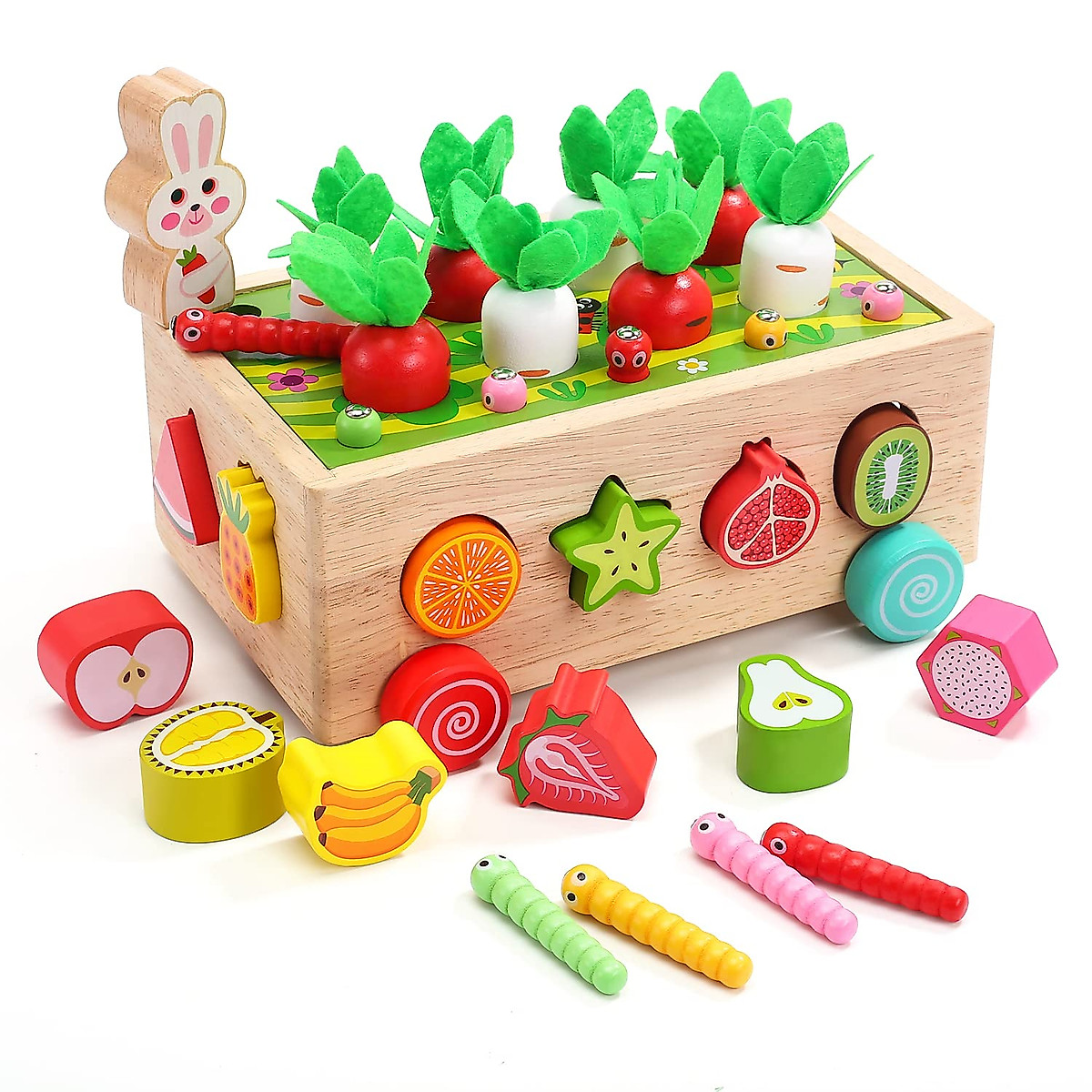 CUTE STONE Montessori Wooden Stacking Toys, Learning Sorting Toys for Toddlers, Baby, Kids, Boys and Girls