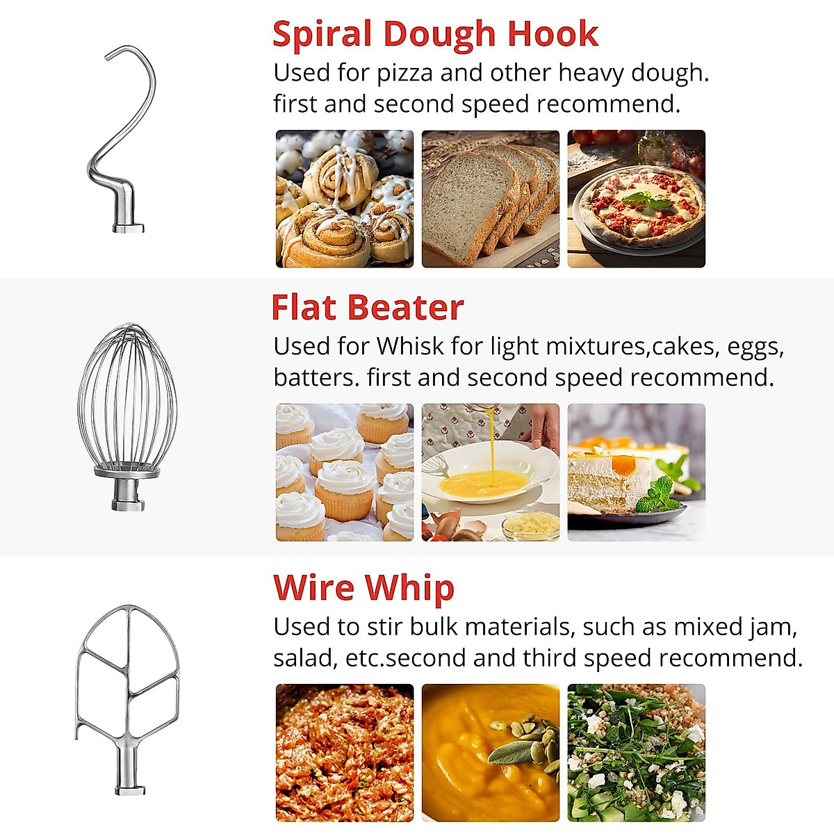 Commercial Food Mixer 15QT 600W 110V 3 Speeds Adjustable, Stand Mixer Dough Kneading Machine with Stainless Steel Bowl Dough Hooks Whisk Beater, With Safety Guard for Bakeries Restaurants Pizzerias