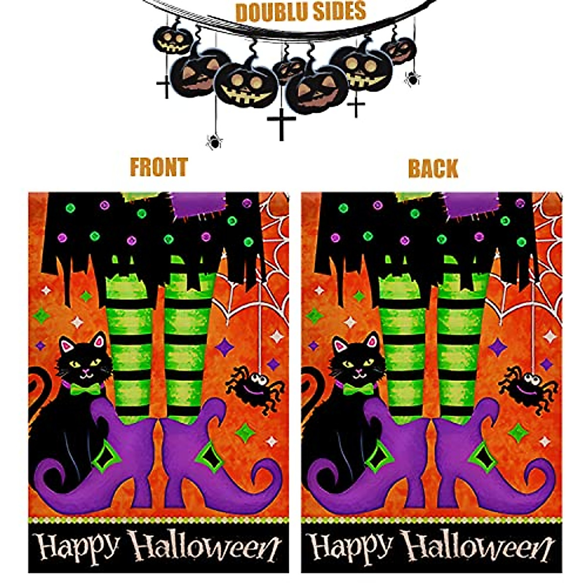 Halloween Garden Flag 12×18 Inch Rustic Black Farmhouse Decor for Seasonal Holiday Yard (Halloween Flag 12"X18" C)