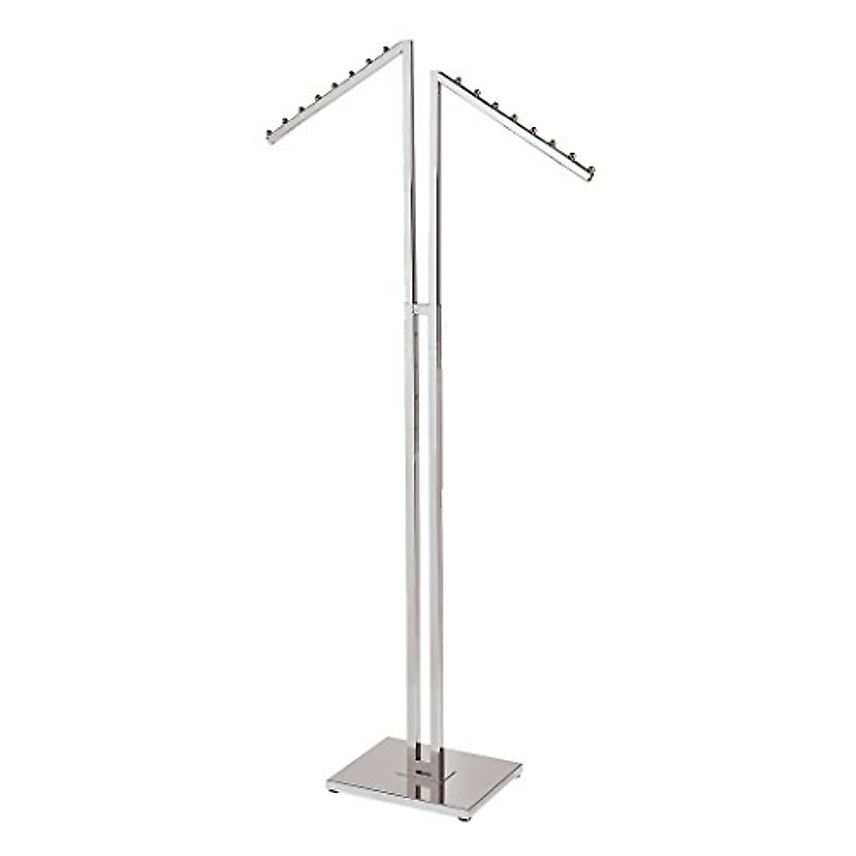 SSWBasics Chrome 2-Way Clothing Rack with Slant Arms (48"-72" H 3" Increments)