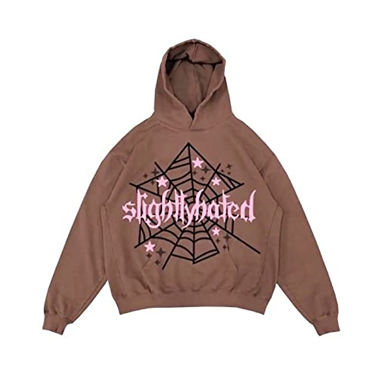 ZJLJAYCHOU Women's Men's Y2k Hoodie Spider Web Graphic Print Sweatshirt Gothic Oversized Jackets (Brown, XL)