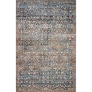 Chris Loves Julia x Loloi Jules Collection JUL-06 Denim / Spice 7'-6" x 9'-6" Area Rug