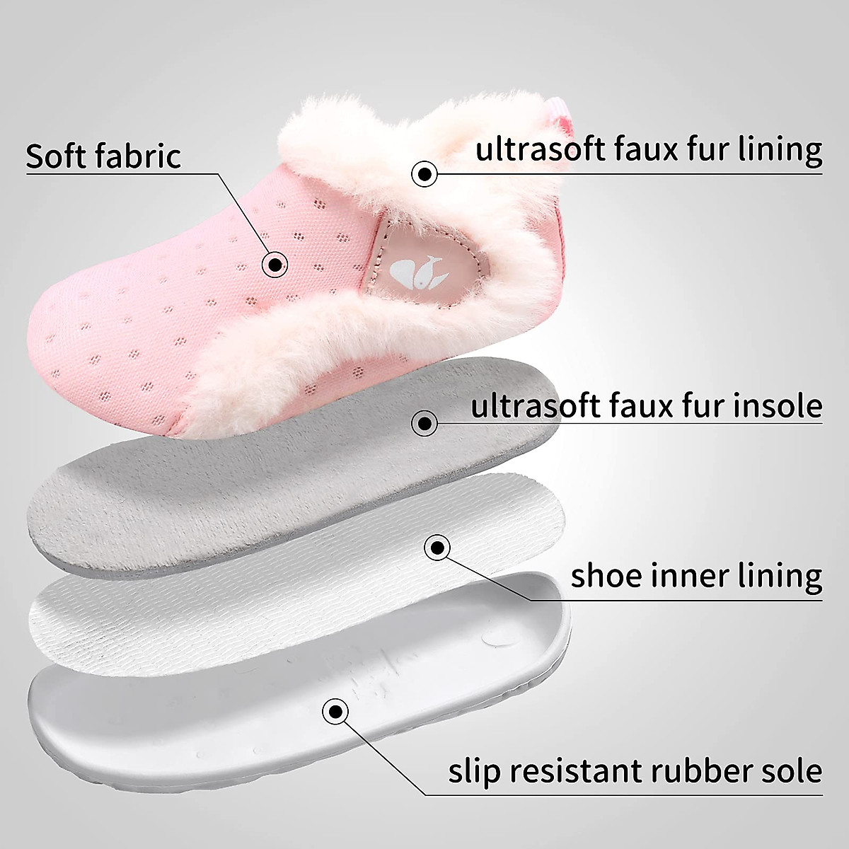 FEETCITY Newborn Baby Booties Non-Slip Sole for Boys Girls Infant Winter Shoes Warm Fleece Cozy Socks Shoes 12-18 Months