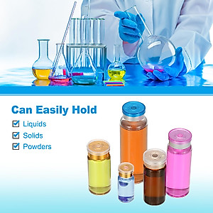 PATIKIL 12pcs 30ml Clear Borosilicate Glass Sample Vials with Aluminum Plastic Cap and Rubber Stopper for Lab Solid Liquid Powder Storage, Green Silver Tone